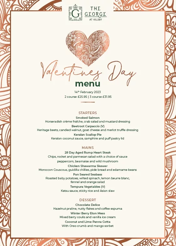 Valentine's Day - The George at Kilsby